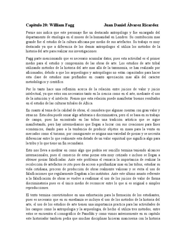 Cap. 20 William Fagg | PDF | Antropología | Tribu