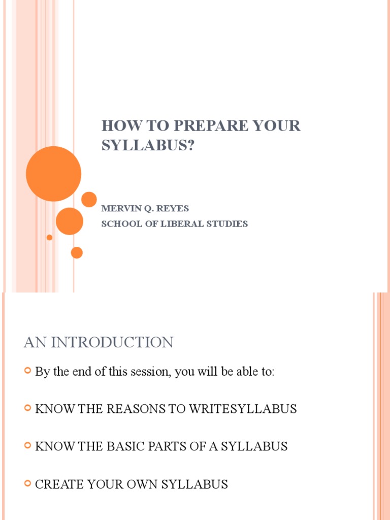 How To Prepare Your Syllabus | PDF | Lecture | Service Learning