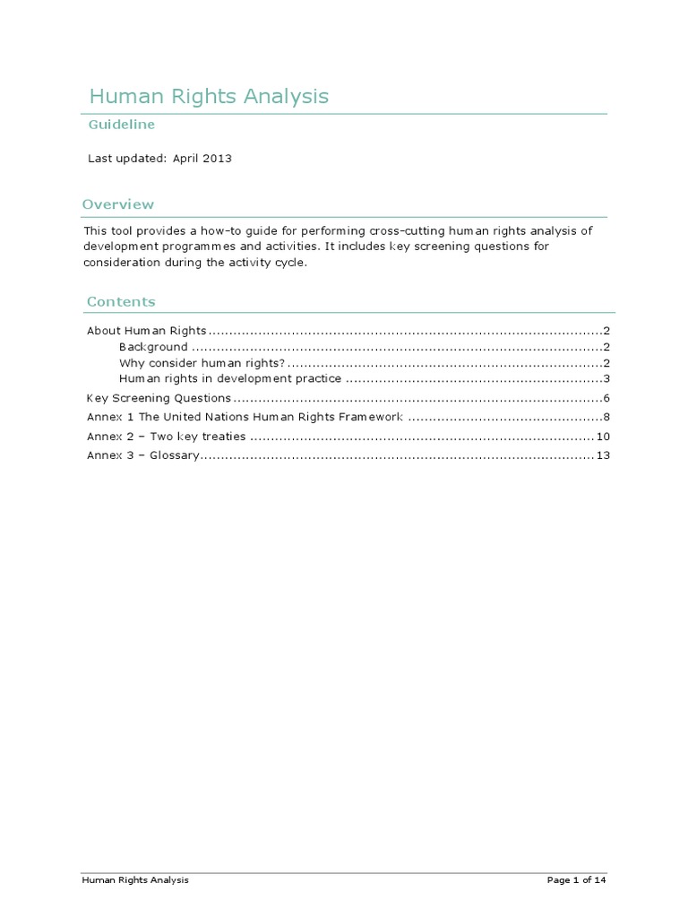 Human Rights Analysis: Guideline | PDF | Human Rights | Rights