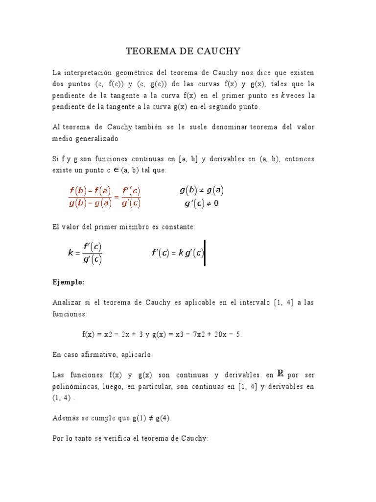 Teorema de Cauchy y su Aplicación | PDF | Línea (geometría) | Pendiente