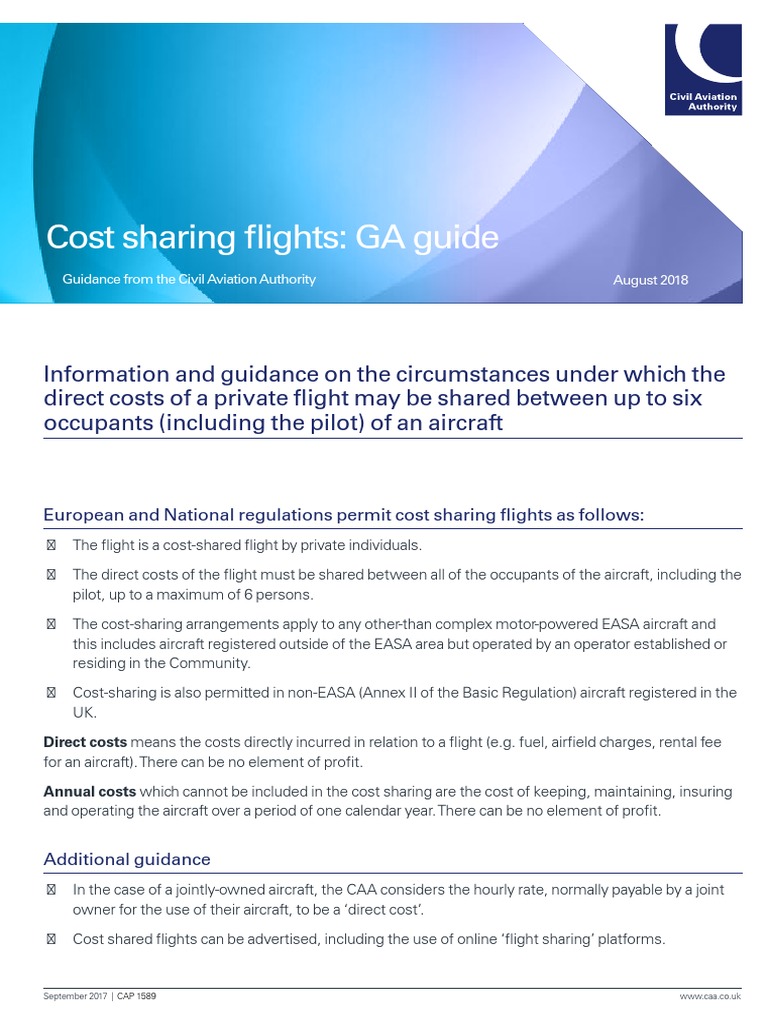 CAA guide cost sharing flights | PDF | Aviation | Transport