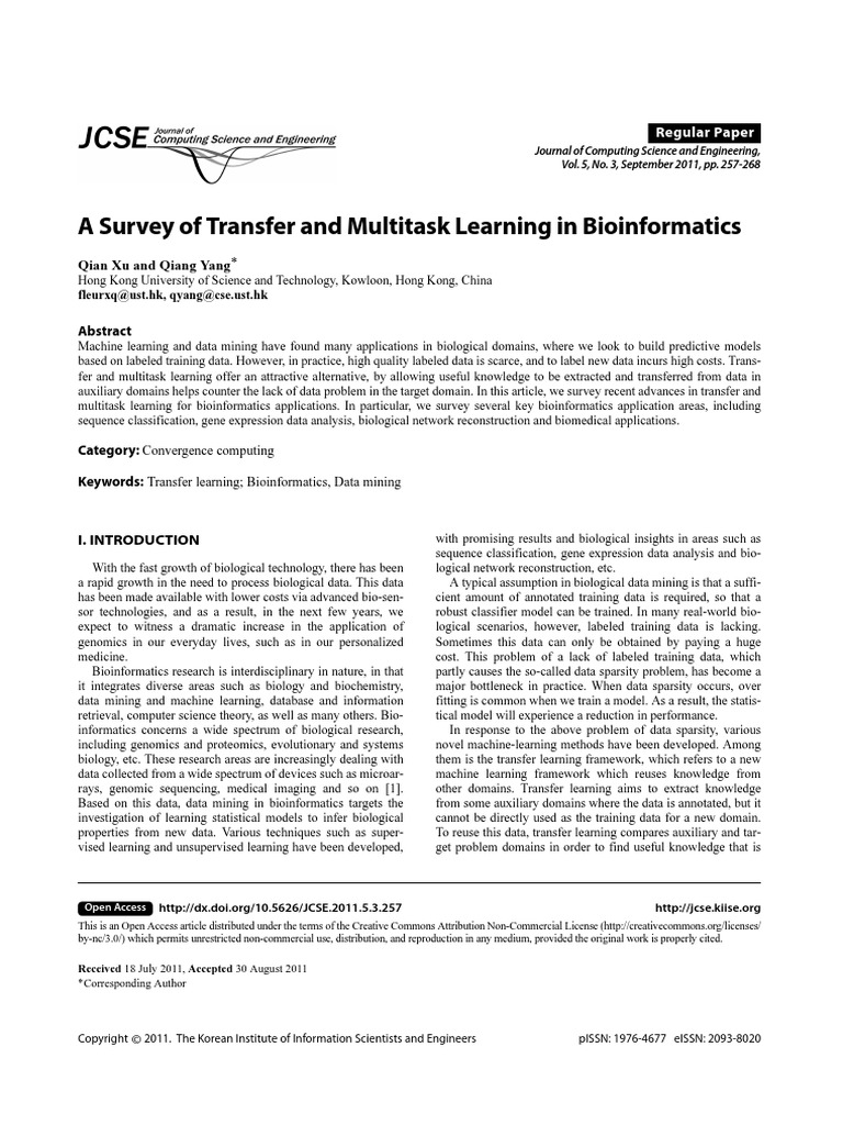 A Survey of Transfer and Multitask Learning in Bioinformatics | PDF ...