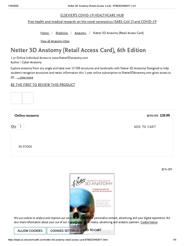 Netter 3D Anatomy (Retail Access Card) - 9780323442817 - US | PDF ...