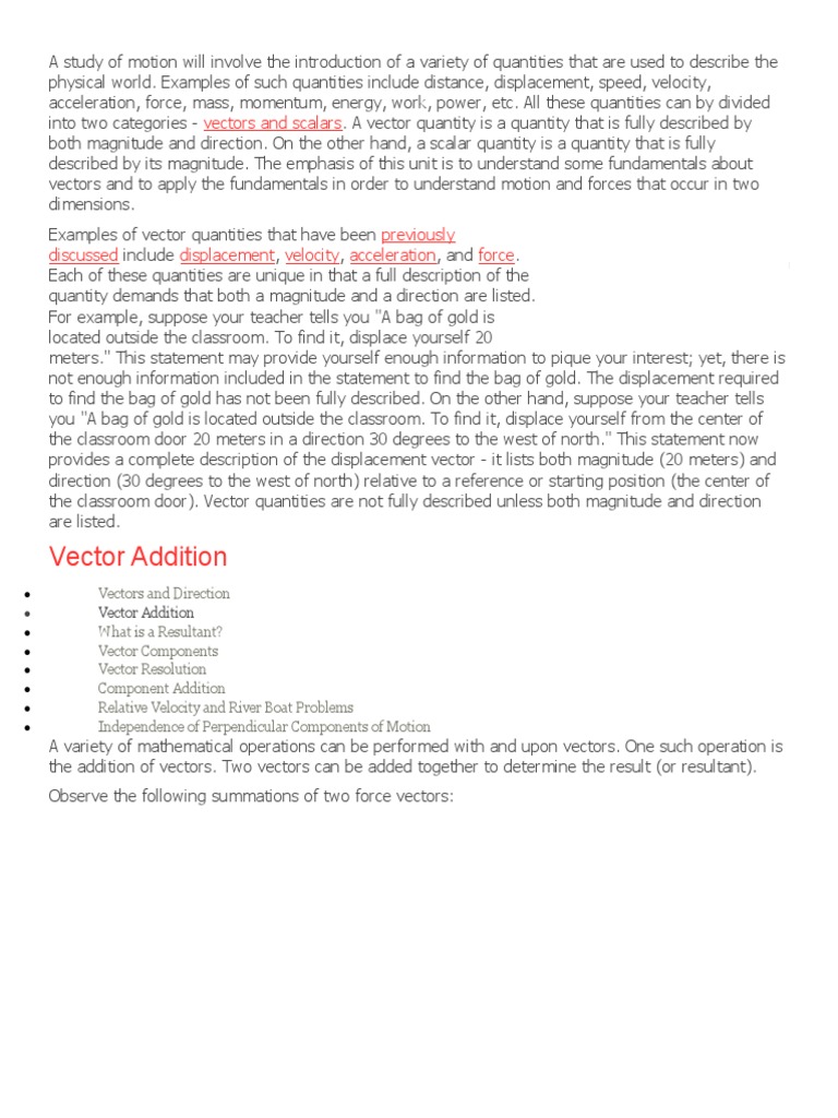 Vector Addition: Vectors and Scalars | PDF | Trigonometric Functions | Euclidean Vector
