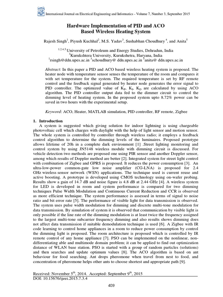 PID & ACO Wireless Heating System | PDF | Control Theory | Electromagnetism