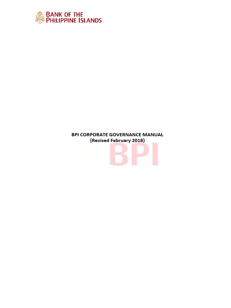 Bpi Corporate Governance Manual (Revised February 2018) | PDF ...