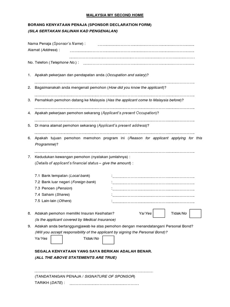 Sponsor Declaration Form | PDF