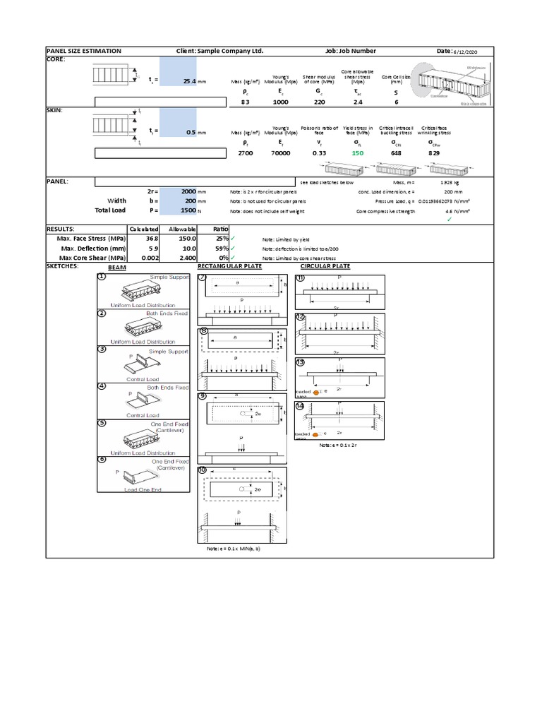 Honeycomb Beam & Panel Calculations XLV1 - 2 | PDF | Buckling | Young's ...