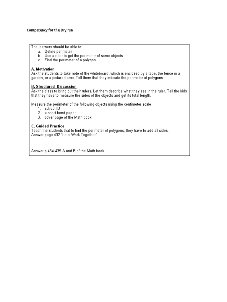 Competency For The Dry Run | PDF
