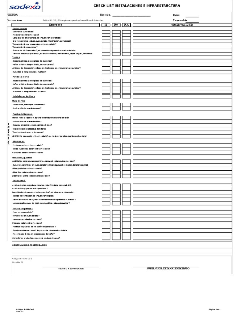Formato de Infraestructura Check List | PDF | Naturaleza