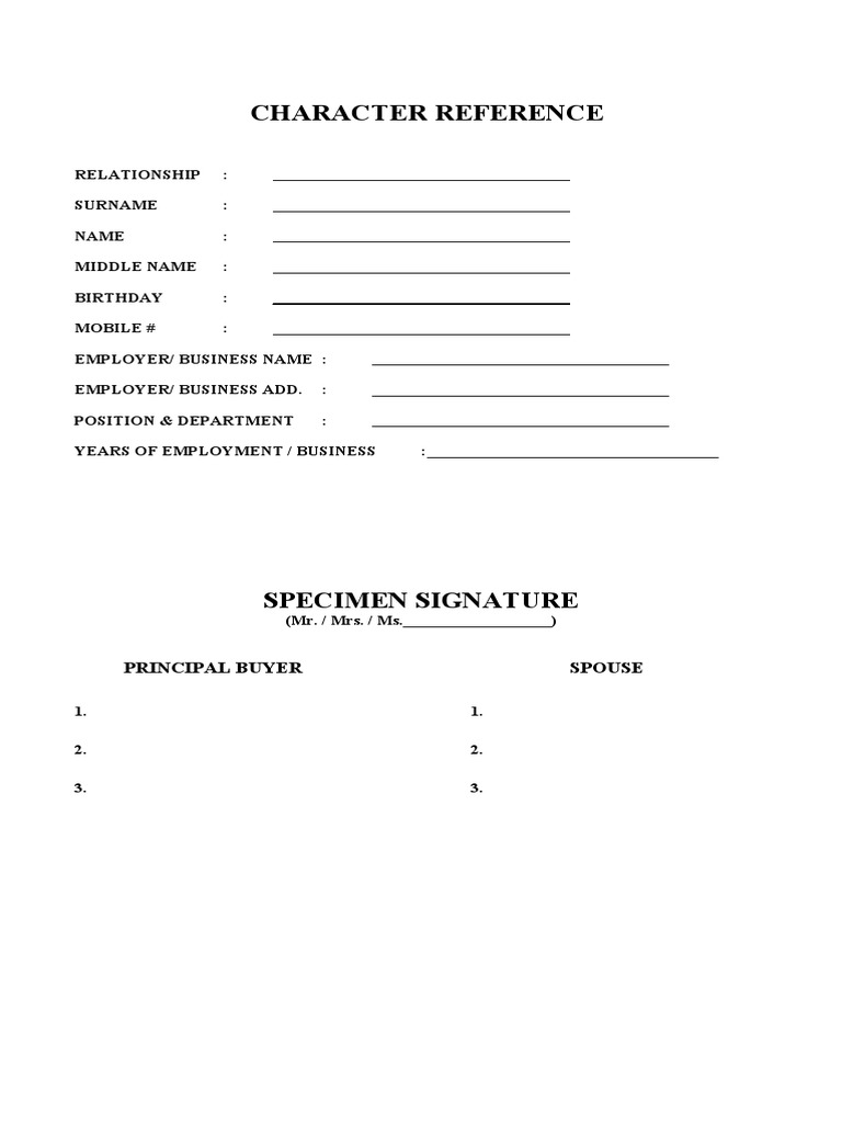 Character Reference | PDF