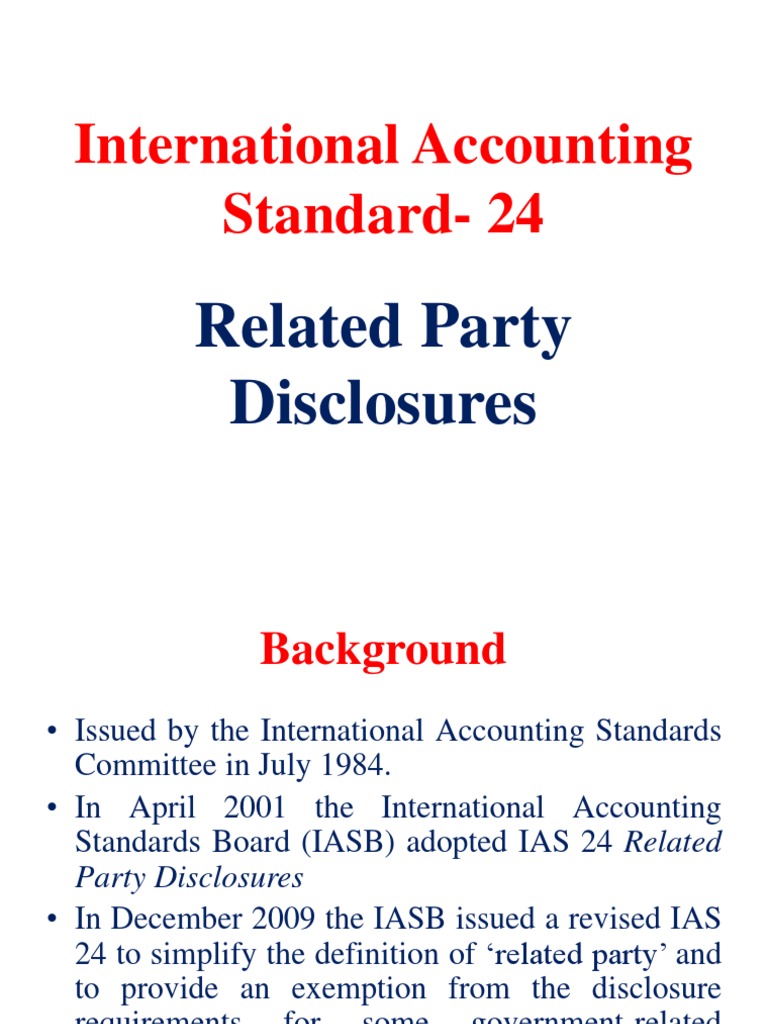 International Accounting Standard-24: Related Party Disclosures | PDF ...