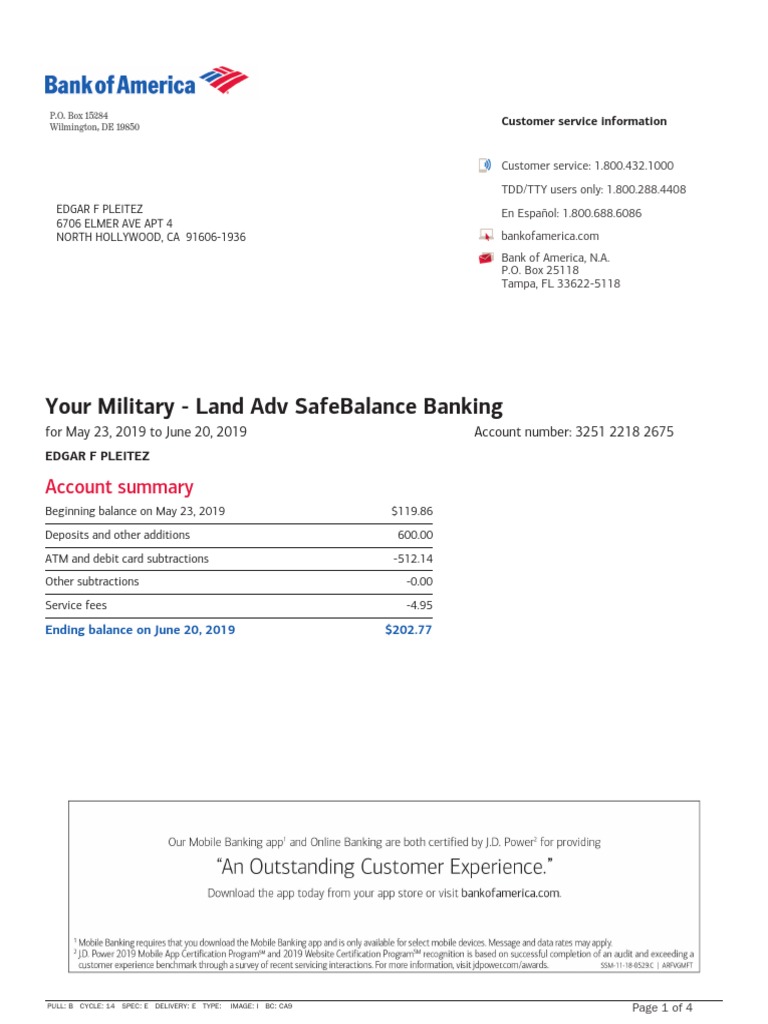 Your Military - Land Adv Safebalance Banking: Account Summary | PDF ...