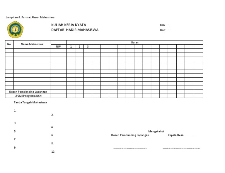 Absen KKN Format PDF | PDF | Karier & Perkembangan