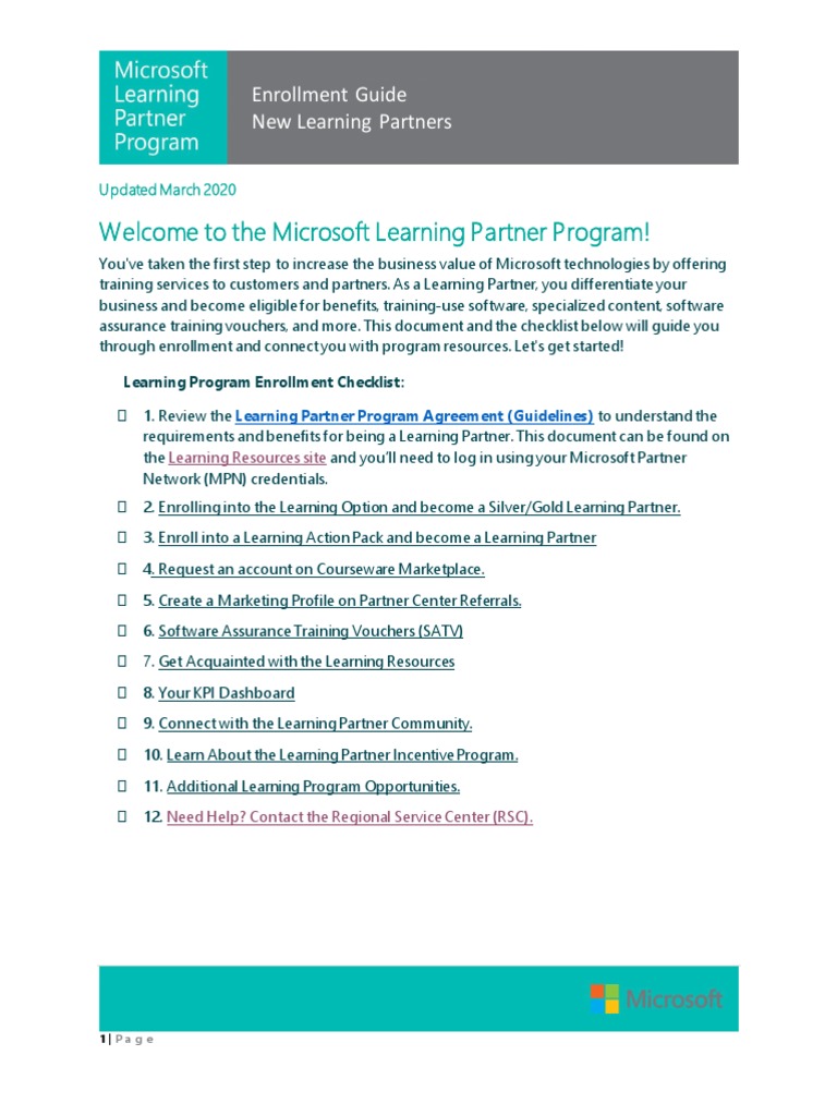 Learning Option and Action Pack Enrollment Guide | PDF | Microsoft ...