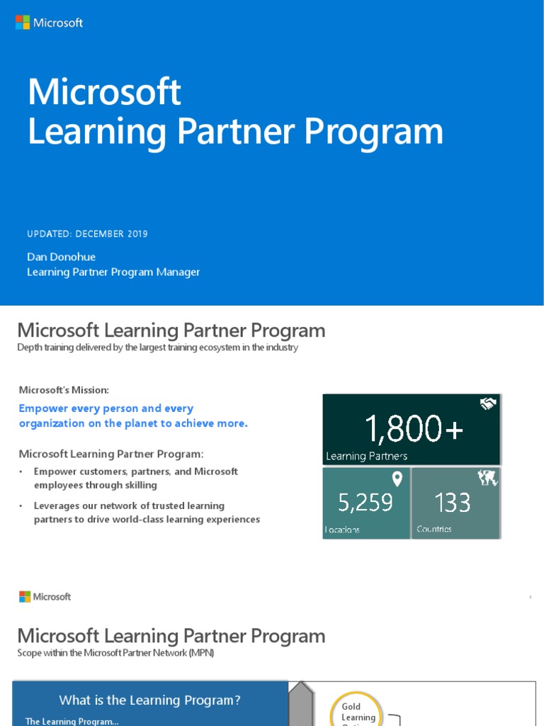 Dan Donohue Learning Partner Program Manager | PDF | Microsoft ...