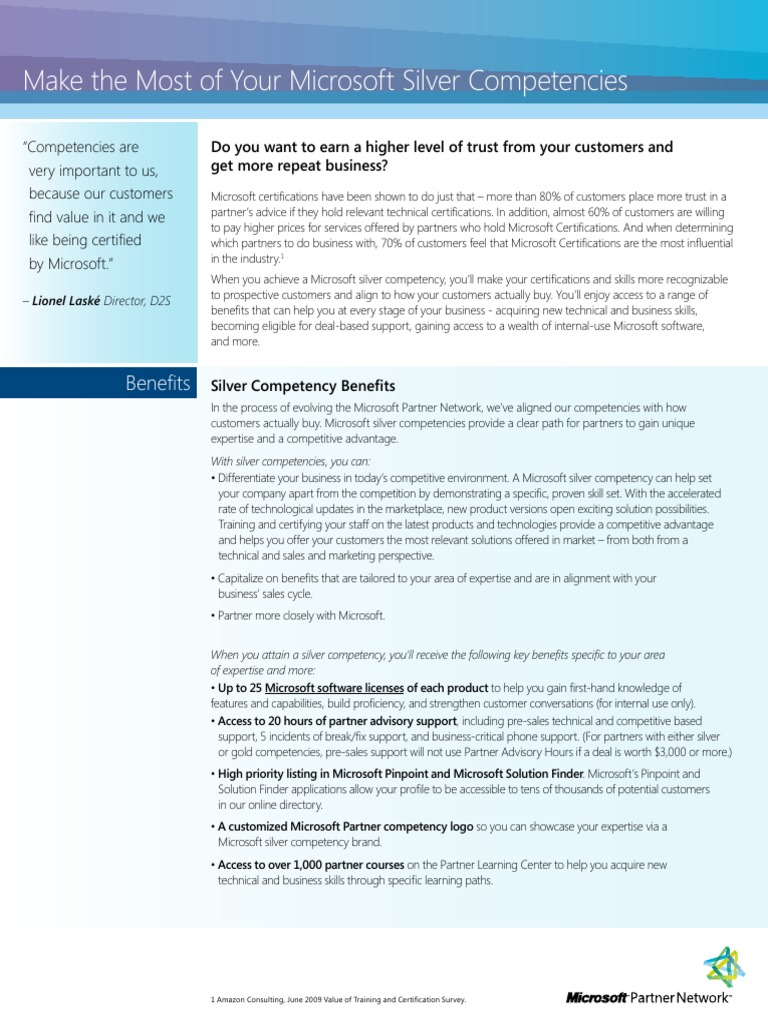 Make The Most of Your Microsoft Silver Competencies: Benefits | PDF | Competence (Human ...