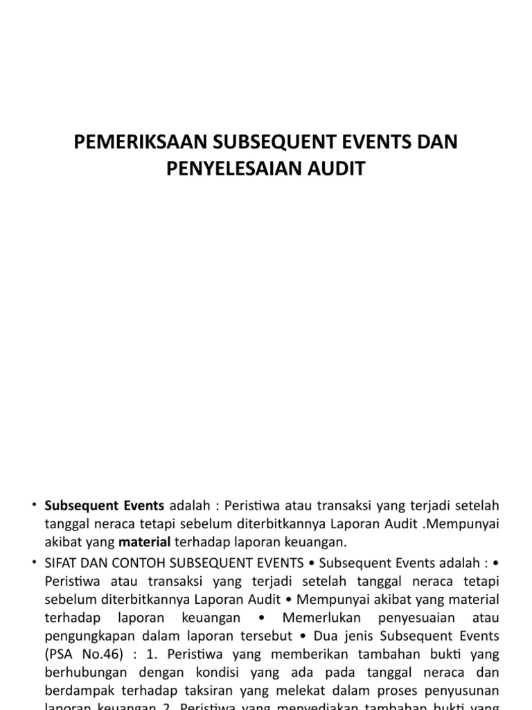 Pertemuan XIII PERISTIWA KEMUDIAN (SUBSEQUENT EVENT) | PDF