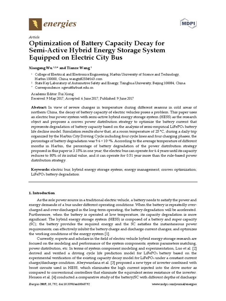 Optimization of Battery Capacity Decay For Semi-Active Hybrid Energy ...