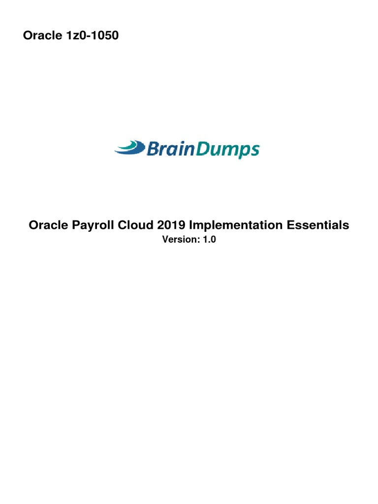 Oracle Payroll Cloud 2019 1z0-1050 PDF | PDF | Paycheck | Payroll