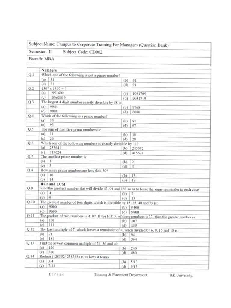 CCT Questions Bank | PDF