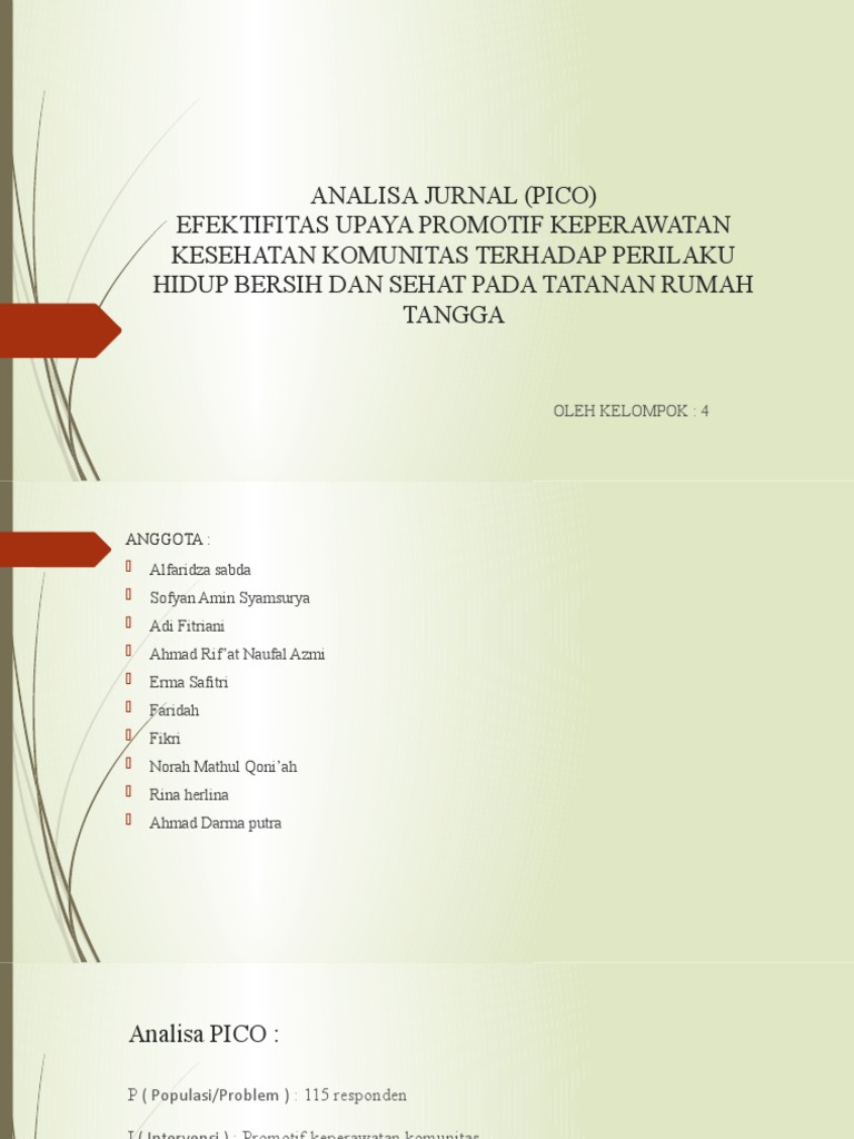 Analisa Jurnal Pico Kelompok 4 Pdf
