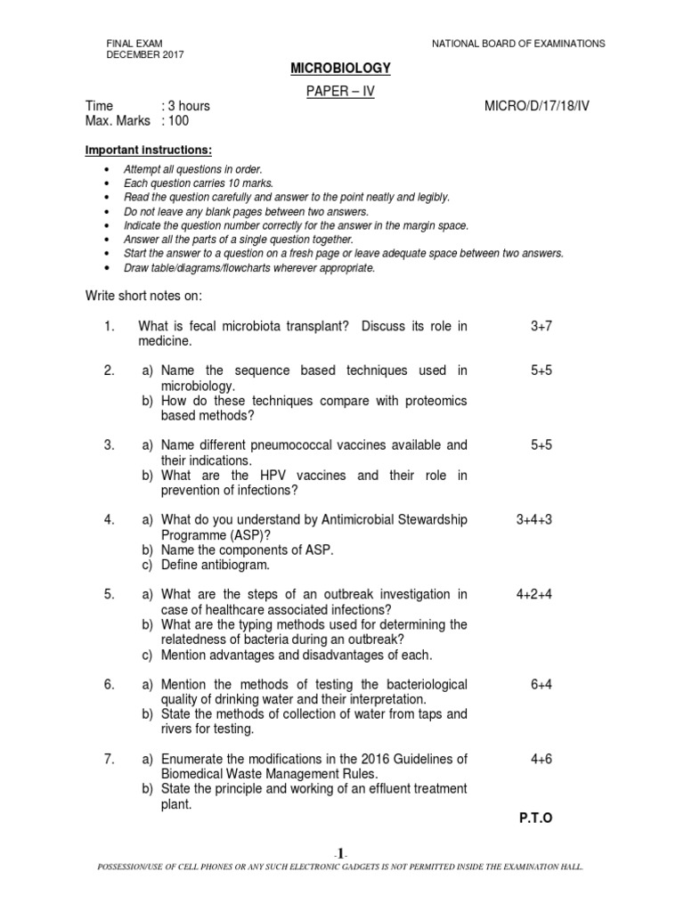 Micro Paper Iv PDF | PDF | Infection | Hygiene