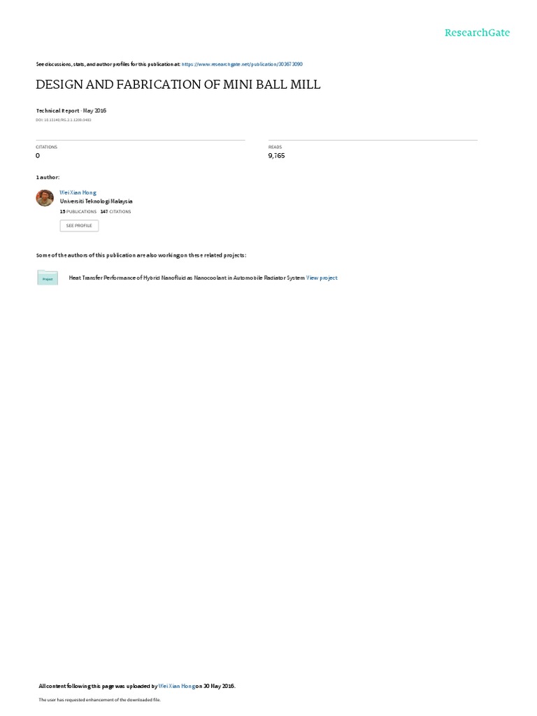 Design and Fabrication of Mini Ball Mill | Download Free PDF | Mill ...