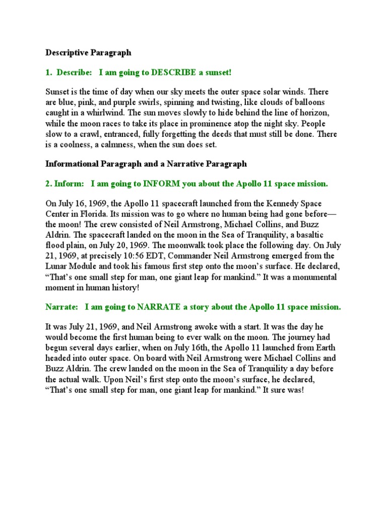 Describe: I Am Going To DESCRIBE A Sunset!: Descriptive Paragraph | PDF ...