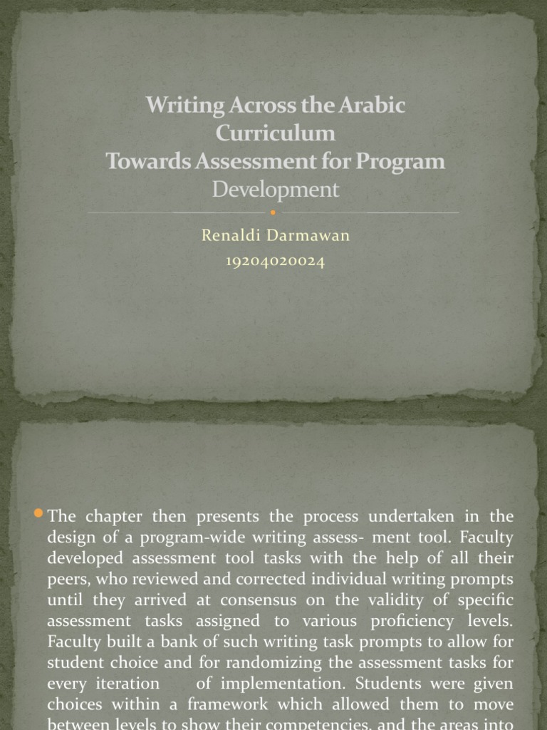 Writing Across The Arabic Curriculum Towards Assessment For Program ...
