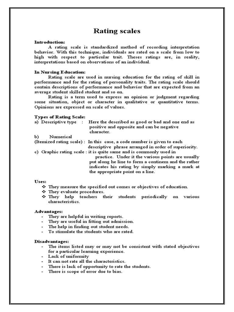 Rating Scales | PDF | Nursing | Qualitative Research