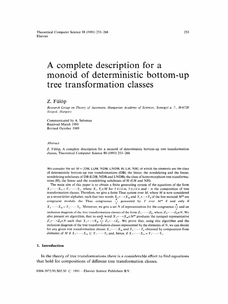 A Complete Description For A Monoid of Deterministic B - 1991 - Theoretical Comp | PDF ...