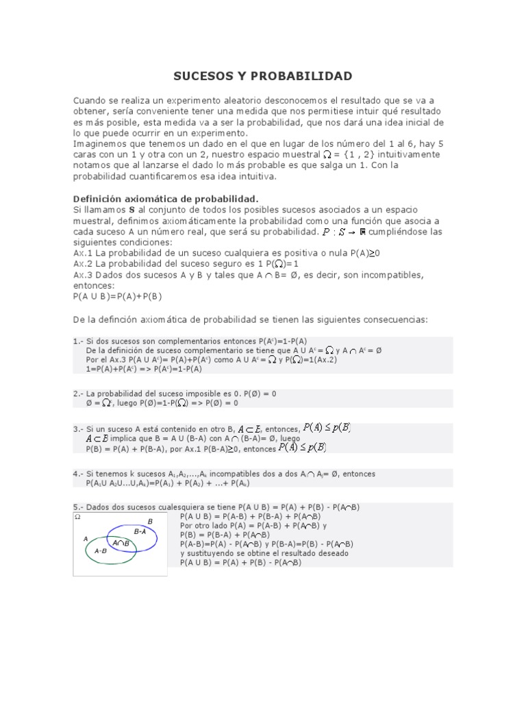 Sucesos y Probabilidad | PDF | Teoría de probabilidad | Probabilidad