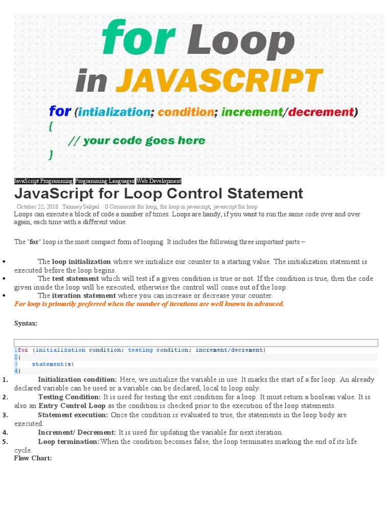 JavaScript for Loop | PDF | Control Flow | Software Development