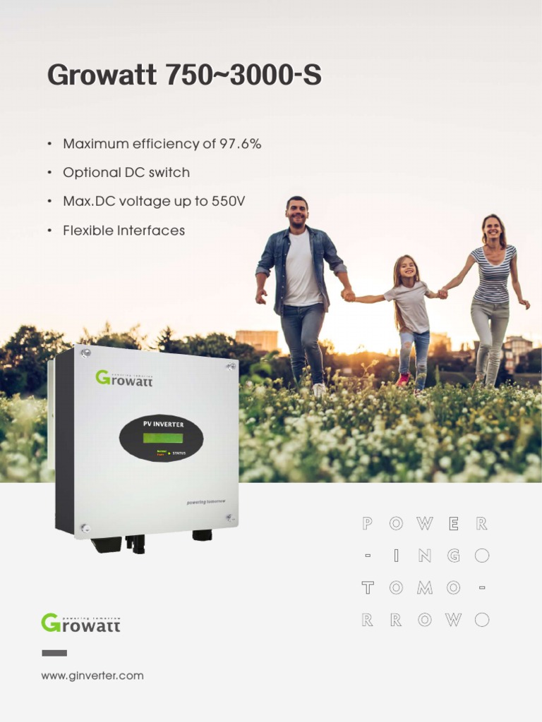 Growatt 750-3000-S Datasheet PDF | PDF | Alternating Current | Power ...
