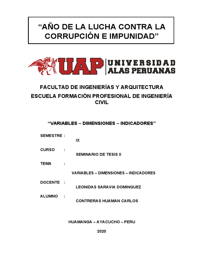 Variables, Dimensiones e Indicadores | PDF