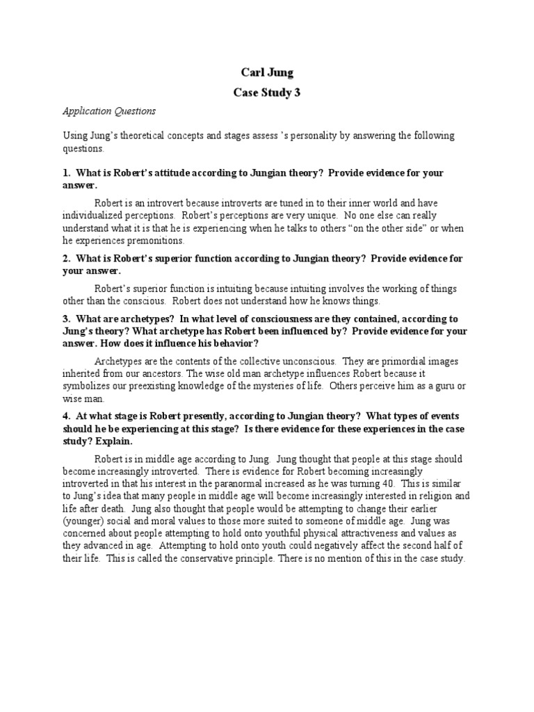 Carl Jung Case Study 3: Application Questions | Download Free PDF ...
