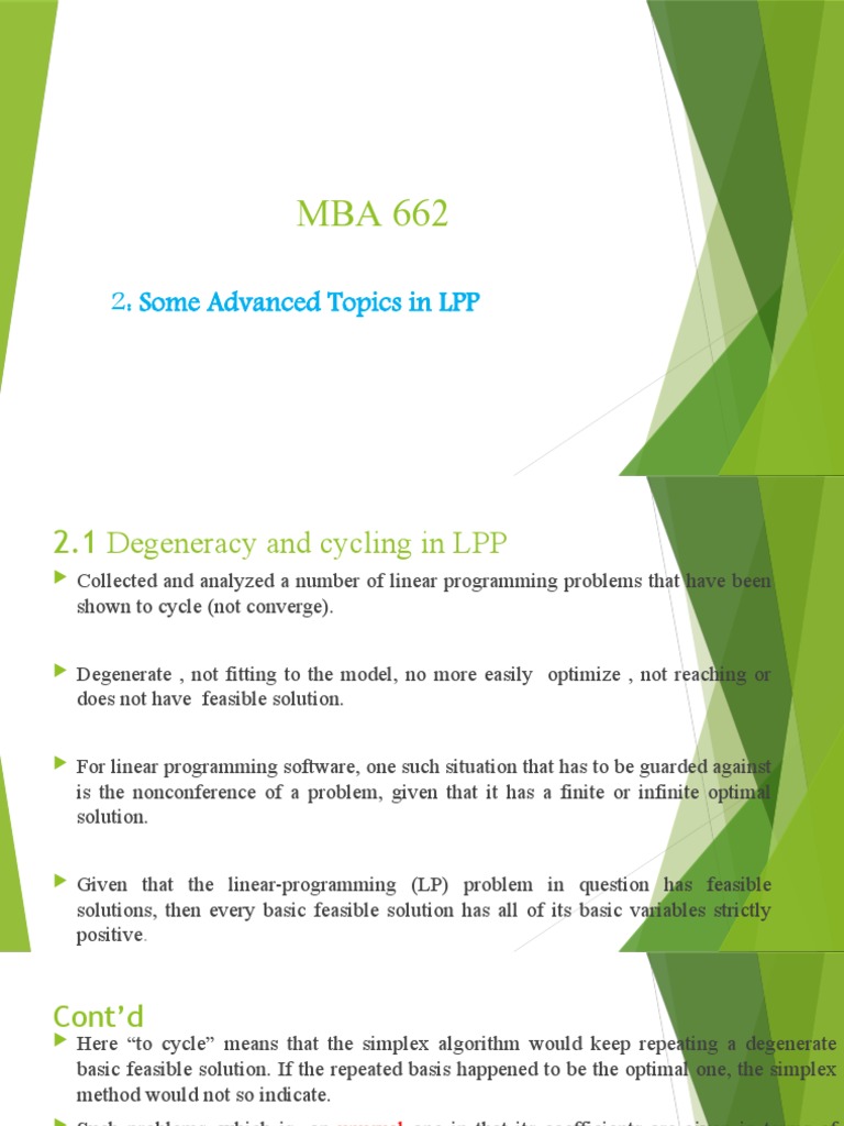 2 Some Advanced Topics In Lpp Pdf Mathematical Optimization Linear Programming
