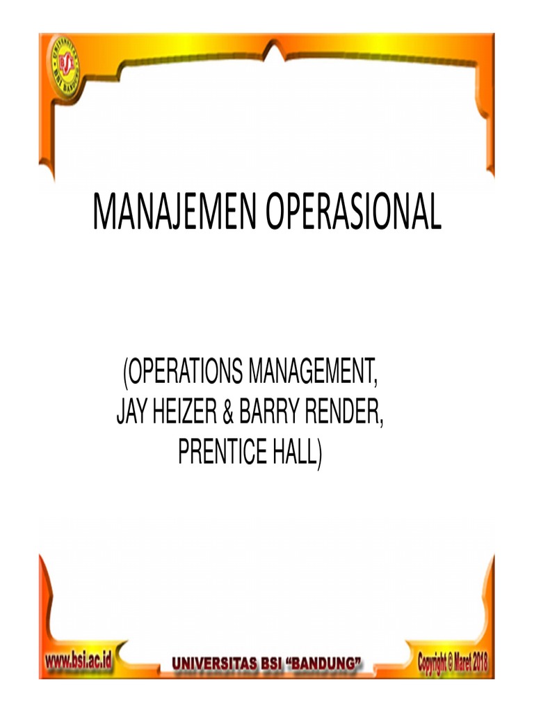 Manajemen Operasional: (Operations Management, Jay Heizer & Barry ...
