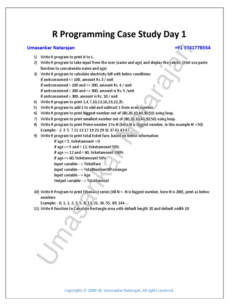 R Case Study Day 1 | PDF