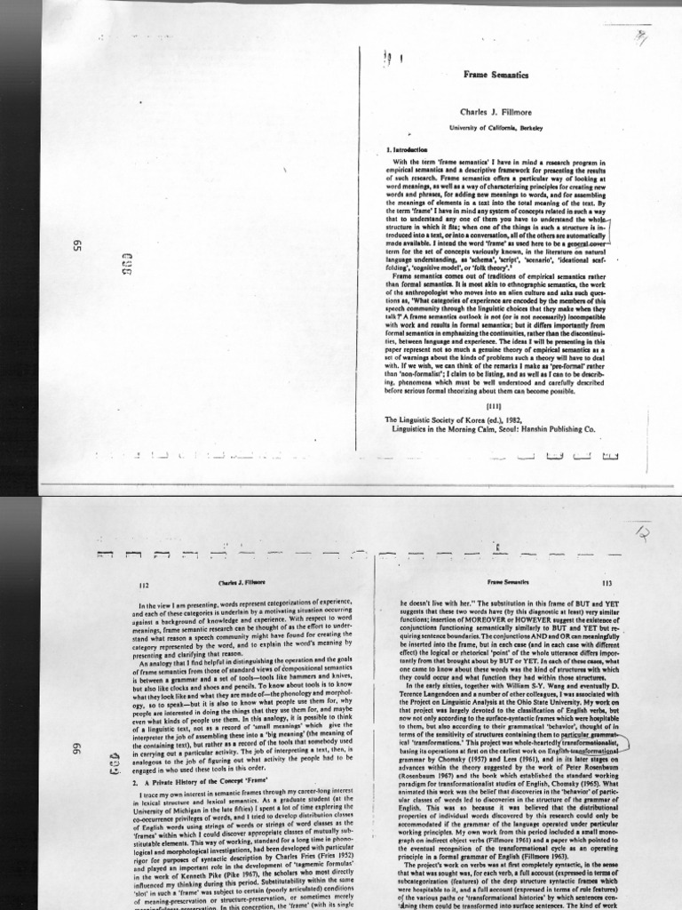 Fillmore 1982 - Frame Semantics | PDF | Lexical Semantics | Semantics