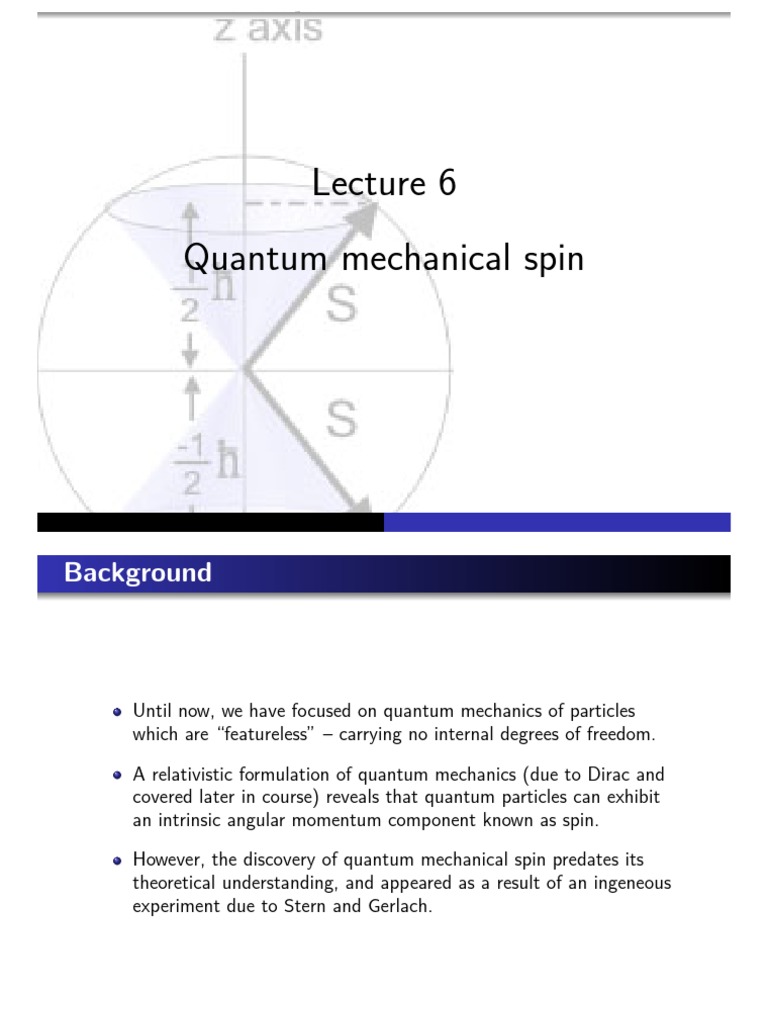 Quantum Mechanical Spin | PDF | Spin (Physics) | Nuclear Magnetic Resonance