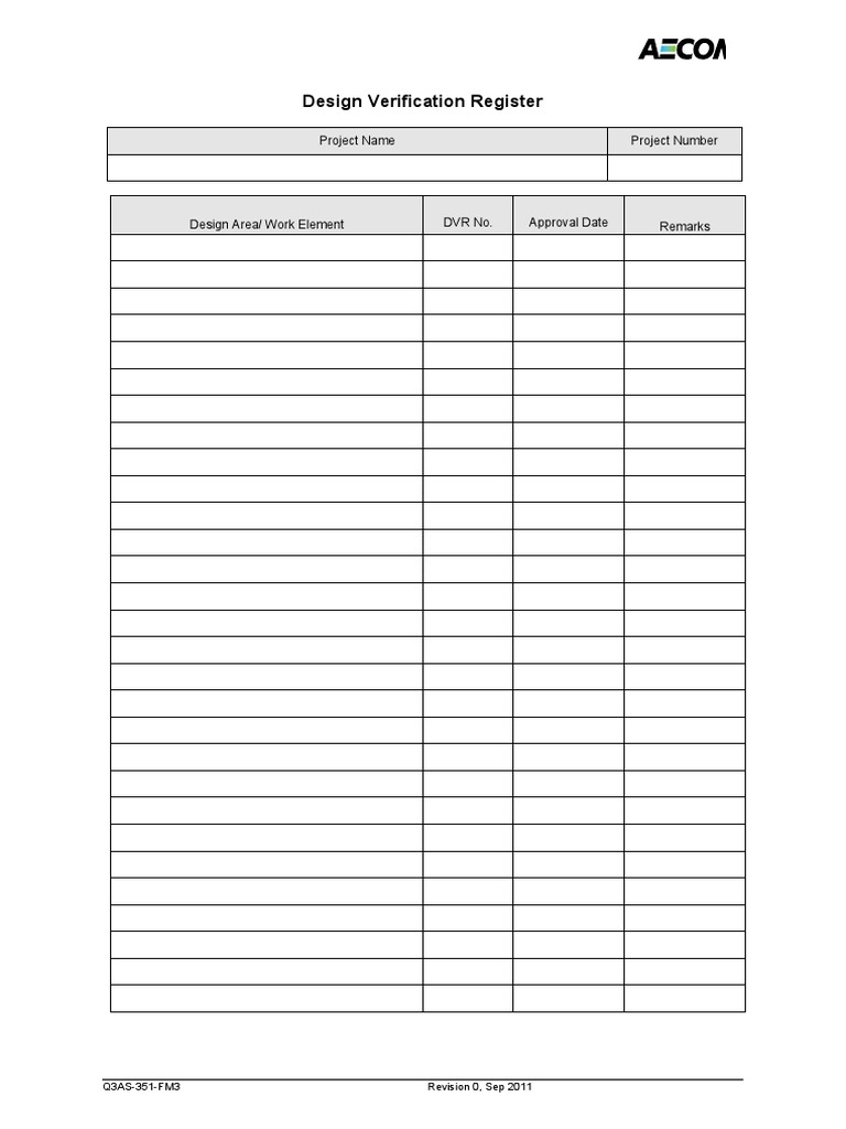 Q3AS-351-FM3 Design Verification Register | PDF