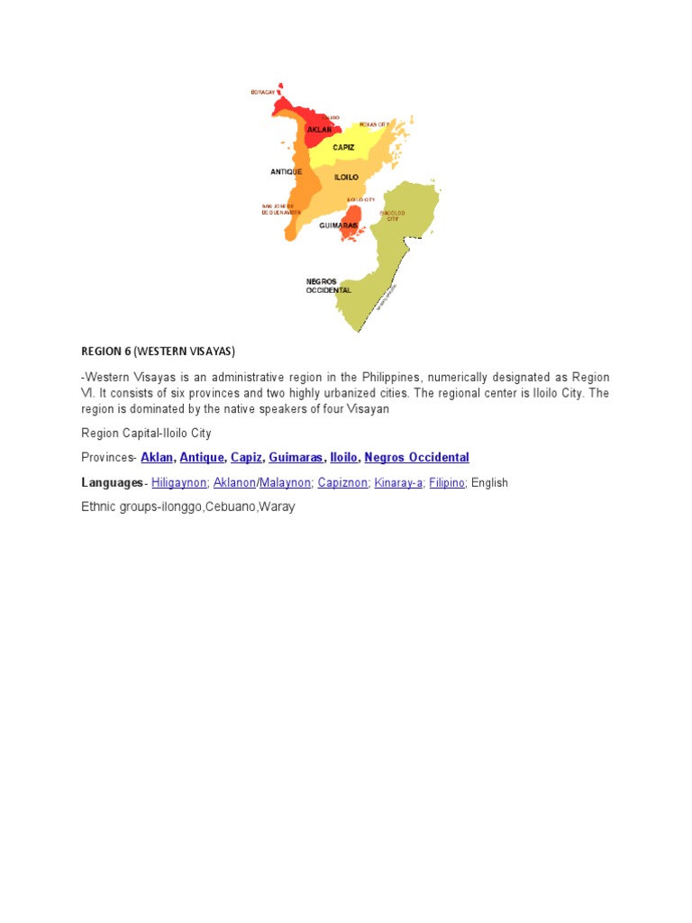Region 6 (Western Visayas) - : Ethnic Groups-Ilonggo, Cebuano, Waray ...