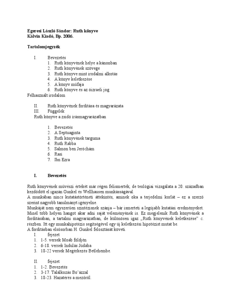 Egeresi László Sándor: Ruth Könyve | PDF