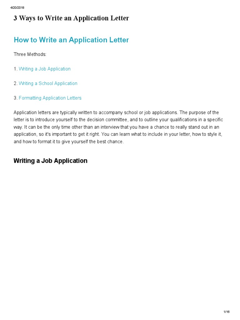 Ways To Write An Application Letter | PDF | Labour