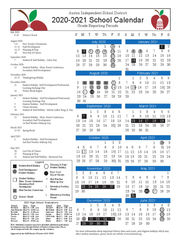 Aisd Calendar 2020 2021v2 | PDF | Seasons | Holidays