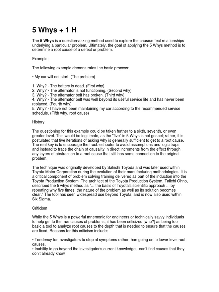 5 Whys + 1 H | PDF