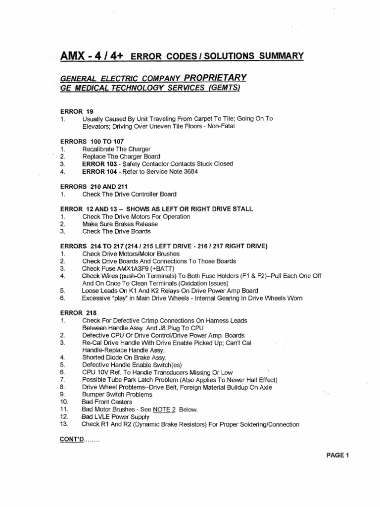 AMX4 ERROR CODES and ALL GE PASSWORDS | PDF