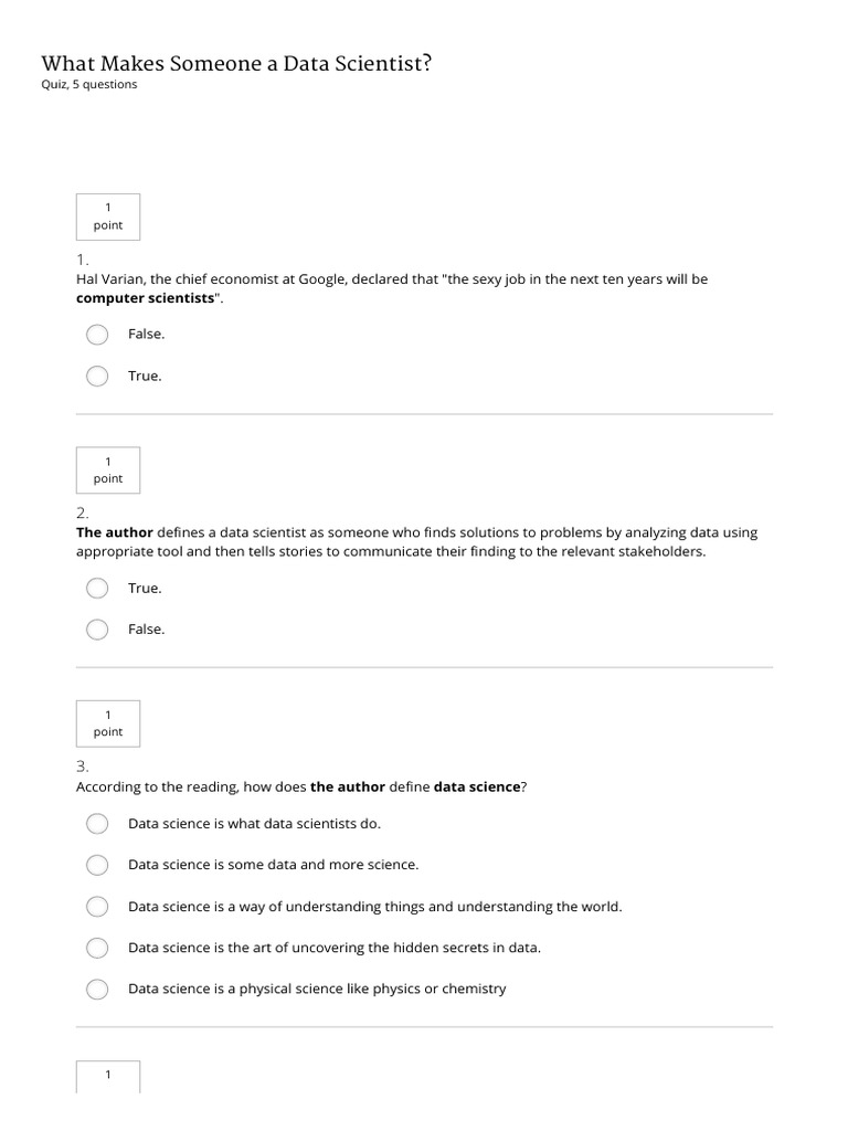 What Makes Someone A Data Scientist Quiz 2# | PDF | Computers